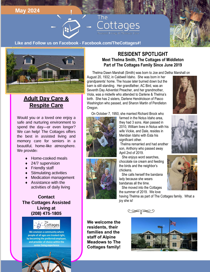 The Cottages Monthly Newsletters - The Cottages